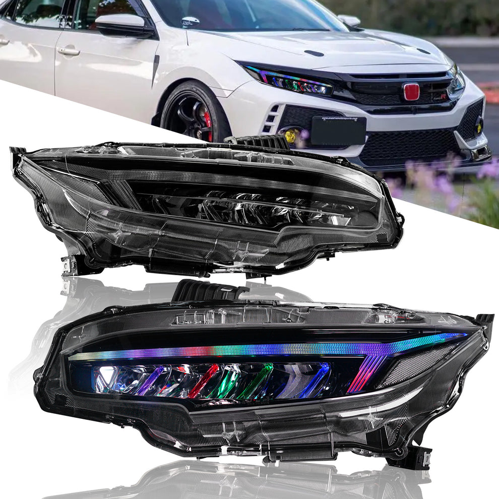 RGB Headlights Assembly For 10th Gen Honda Civic 2016-2021 – Archaic